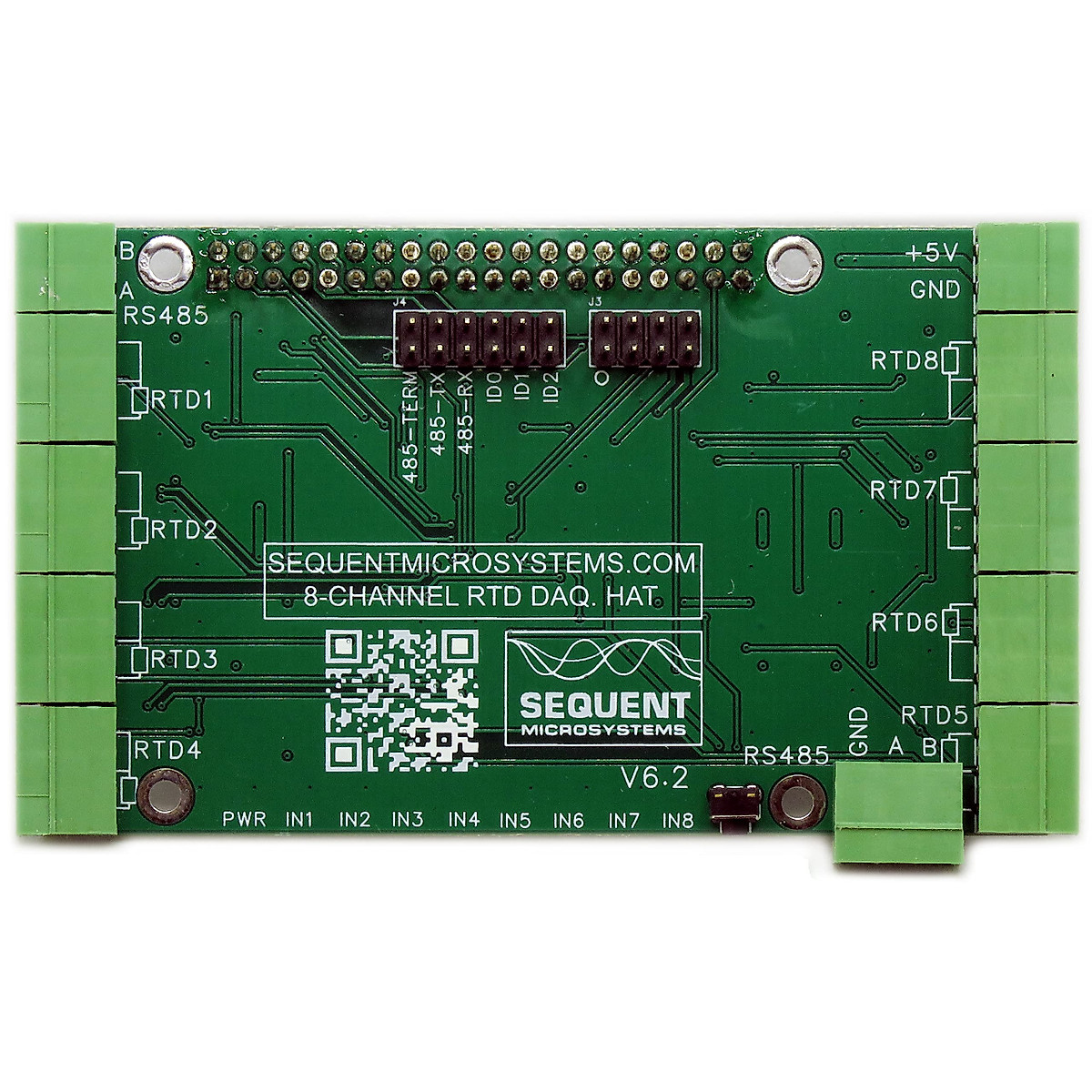 RTD Data Acquisition 8-Layer Stackable HAT for Raspberry Pi