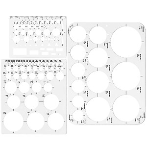 Tamaki Circle Template Circle Round Stencil Templates for Drafting for Office and School Building Formwork Drawings Templates, Large and Small Size, 3 Pack