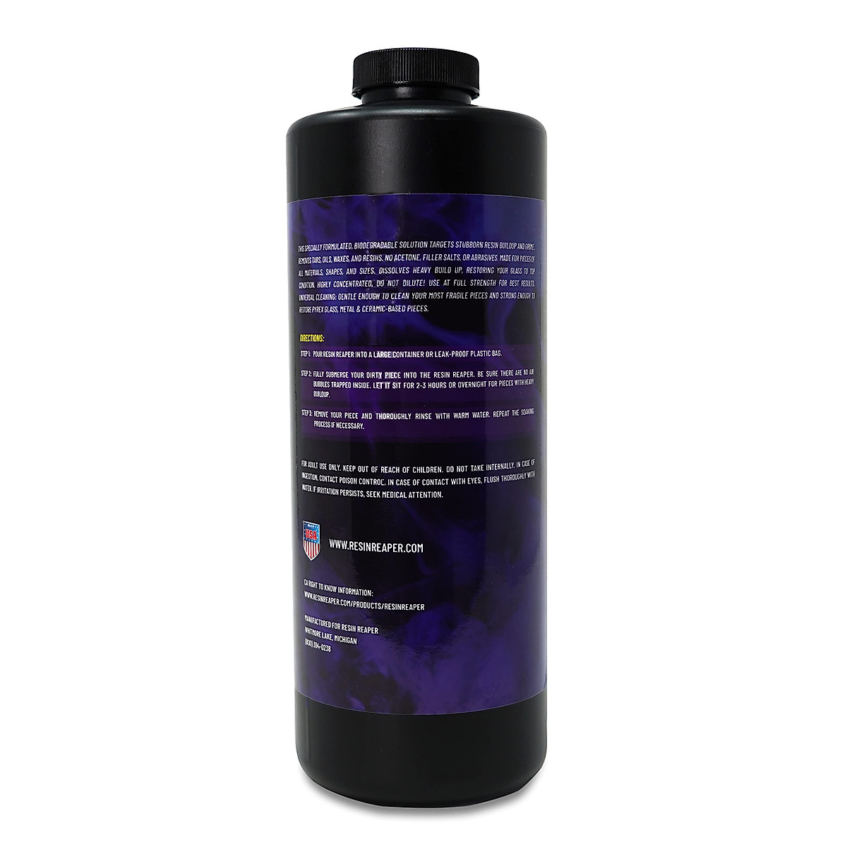 Resin Reaper Glass Cleaner 32 OZ | Pipe Cleaner | Safe on Glass, Metal, Ceramic, and Pyrex | 420 710 Friendly Cleaning | Soak and Wash - No Abrasives - Eco-Friendly, Biodegradable Formula