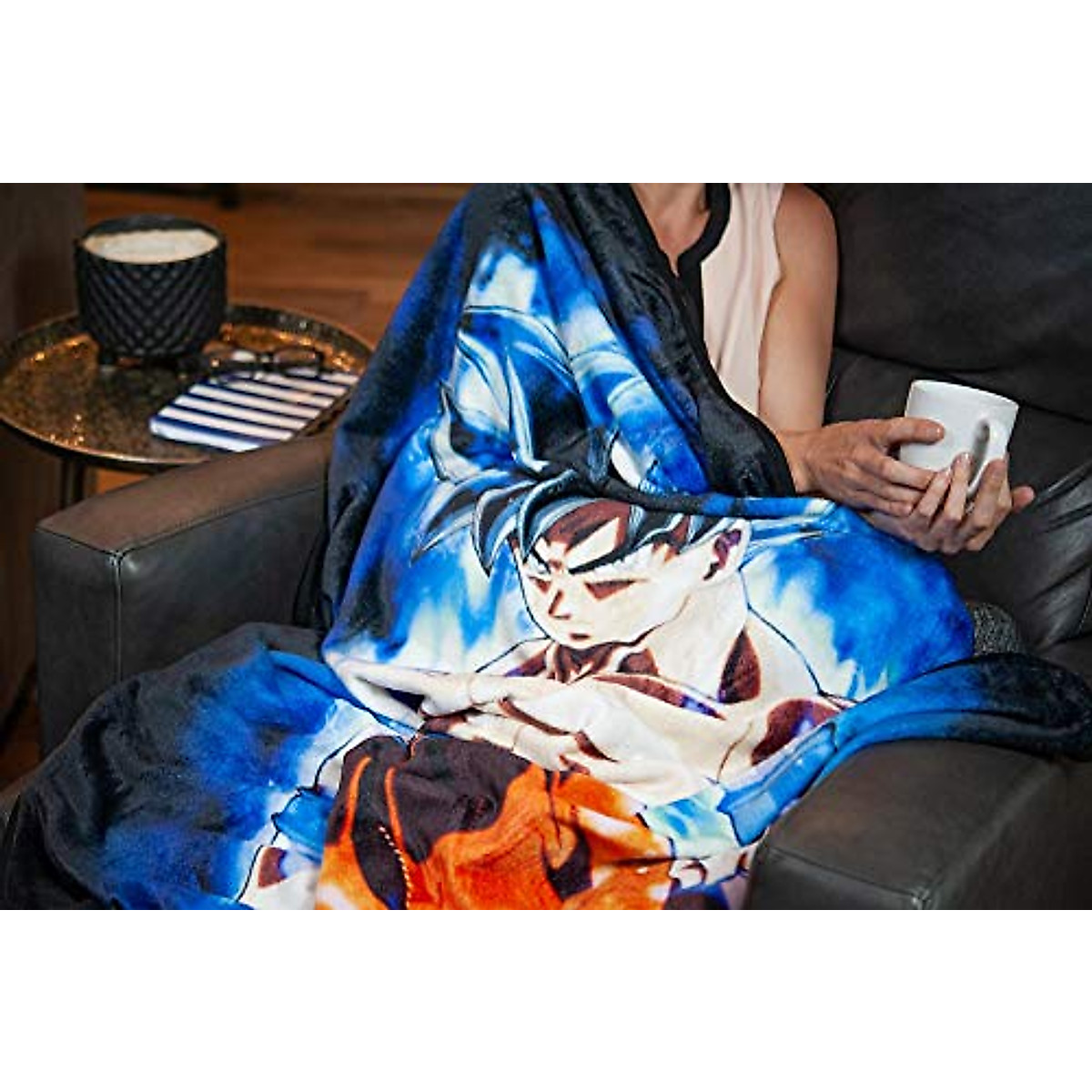 JUST FUNKY Dragon Ball Super Goku Large Anime Fleece Throw Blanket | Official Dragon Ball Super Throw Blanket | Collectible Anime Throw Blanket | Measures 60 x 45 Inches