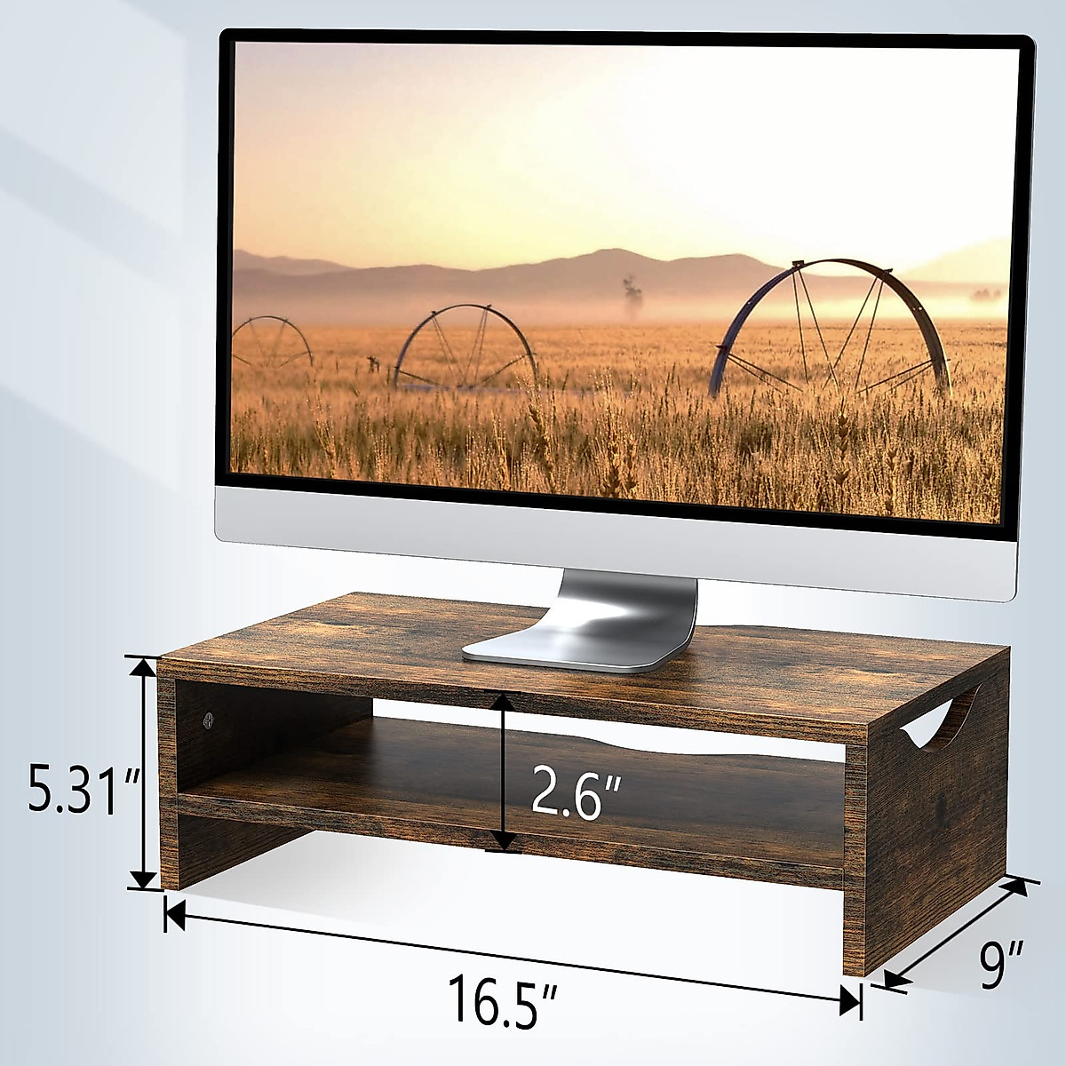 Zimilar Monitor Stand Riser, 2 Tiers Laptop Computer Monitor Riser for PC Screen, iMac, Desktop Wooden Screen Monitor Stand Riser with Storage Organizer for Home Office
