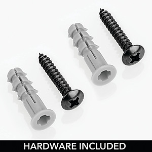 mDesign Wall Mount Metal Paper Towel Holder with Storage Shelf for Kitchen, Pantry, Laundry, Garage Organization - Shelf Holds Spice Bottles, Glass Jars, Oils and Vinegars - Black