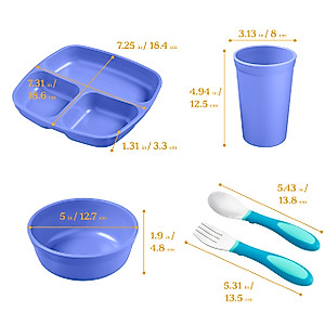 ECR4Kids My First Meal Pal Combo Set, Children's Tableware, Blue, 15-Piece