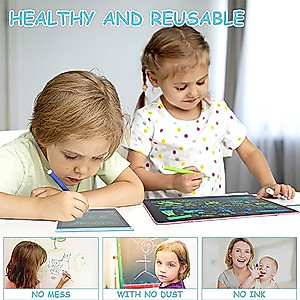 Writing Tablet for Kids 16 Inch LCD Kids Drawing Tablet Large Screen Erasable Drawing Colorful Doodle Board Learning Educational Toy Gift for 3 4 5 6 7 Year Old Girls Boys (Blue)