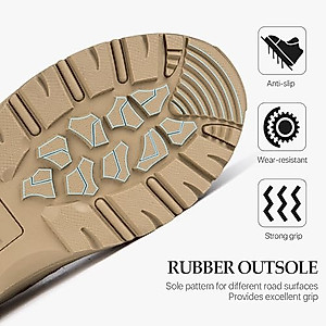 FREE SOLDIER Men's Tactical Boots 8 Inches Lightweight Combat Boot Durable Suede Leather Military Work Boots Desert Boot (Tan, 11)