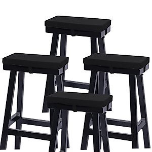 baibu Rectangle Bench Stool Cushion, Set of 4 Non-Slip Saddle Stool Seat Cushions Bar Stool Cushion with Machine Washable Cover - 4 Cushions Only (Black, 18x9.5x1.5in)