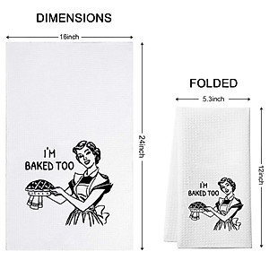 WCGXKO Baking Gift I’m Baked Too Cute Housewarming Gift Novelty Dish Towel Kitchen Decor for Mom Sister Friend (I’m Baked Too Towel)