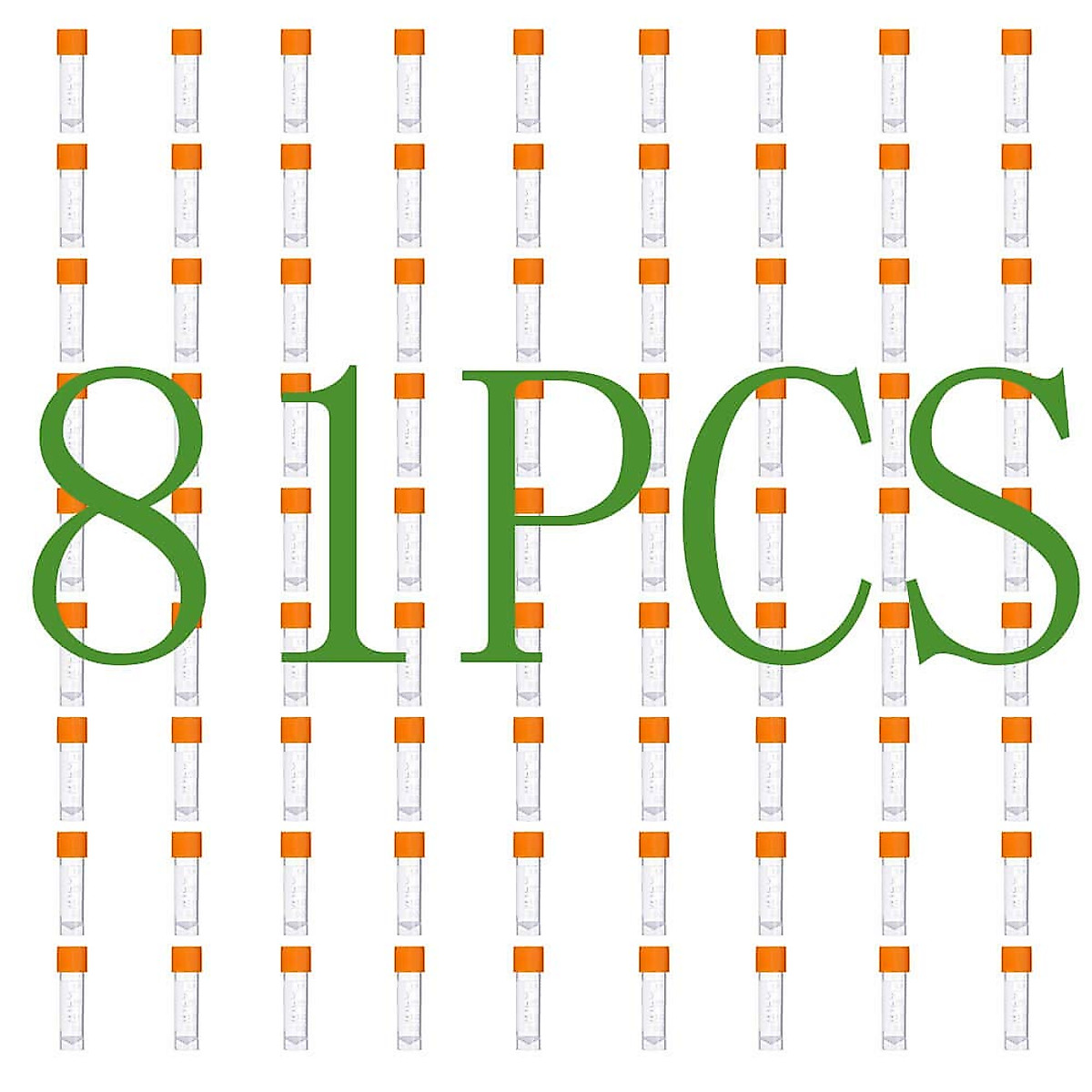 81PCS Cryo Tubes 2ml, Plastic Small vials with Screw caps Sample Tubes,PP Material ，with Silica Gel Gasket，Free from DNase, RNase, Human DNA