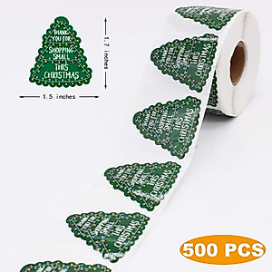 Muminglong Christmas Tree Thank You Sticker, Thank You Sticker, Small Shop Sticker, Small Business, Packaging Sticker, 500PCS