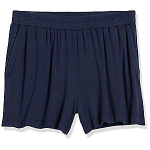 Amazon Essentials Women's Classic-Fit Knit Pull-On Short, Navy, Small