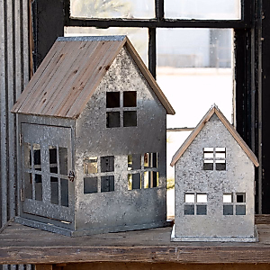 Park Hill Collection Wooden Roof Christmas Cottages, Set of 2