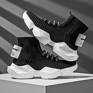 YOHI Mens Running Shoes High Top Sneakers Stylish Blade Tennis Walking Casual Shoes Athletic Gym Shoes Black Size 13