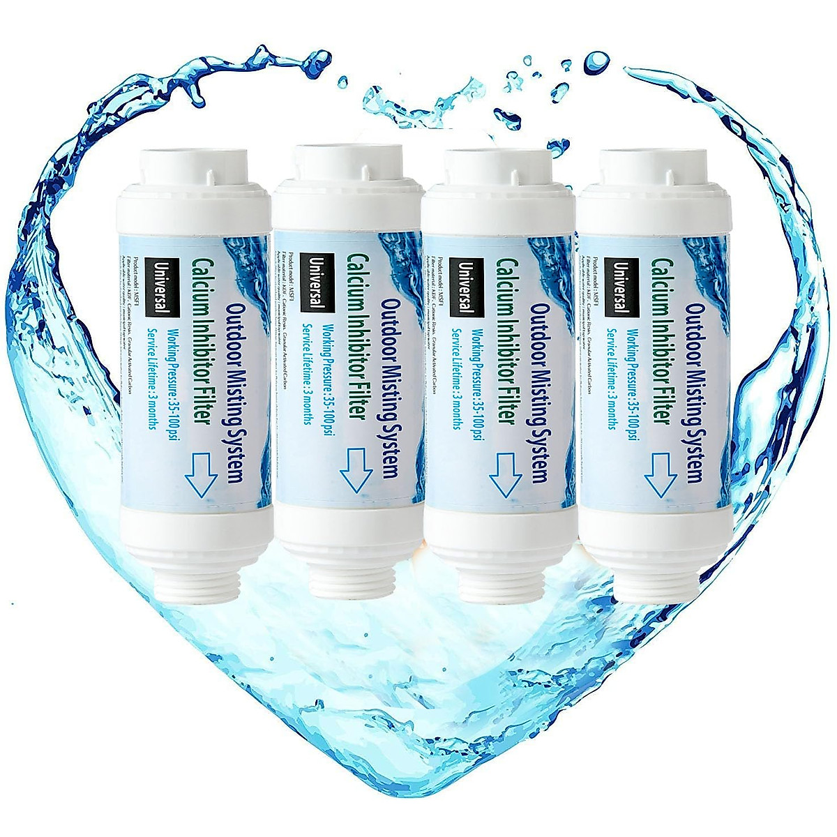 H&G lifestyles Misting System Calcium Inhibitor Filter for Patio Misters Inline Water Filter Effectively Reduce Hard Water Spots, Soften Water (Pack of 4)