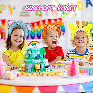 Liliful 200 Pcs Zoo Animal Inflatable Headbands Unicorn Wildlife Safari Balloon Hair Hoop Unicorn Balloon Kit with Pump Inflatable Jungle Animals for Birthday Party Favors Decorations (Cute Animal)