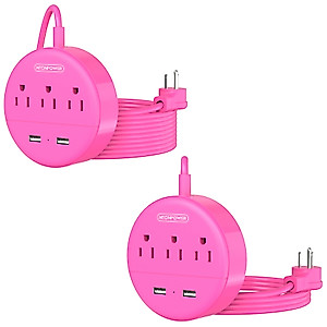 15FT and 10FT Extension Cord Power Strip with USB Bundle, NTONPOWER Mountable Power Strip Flat Plug with 3 Outlet 2 USB, ETL Listed, Nightstand Charging Station, Compact Size for Home Office Dorm Room