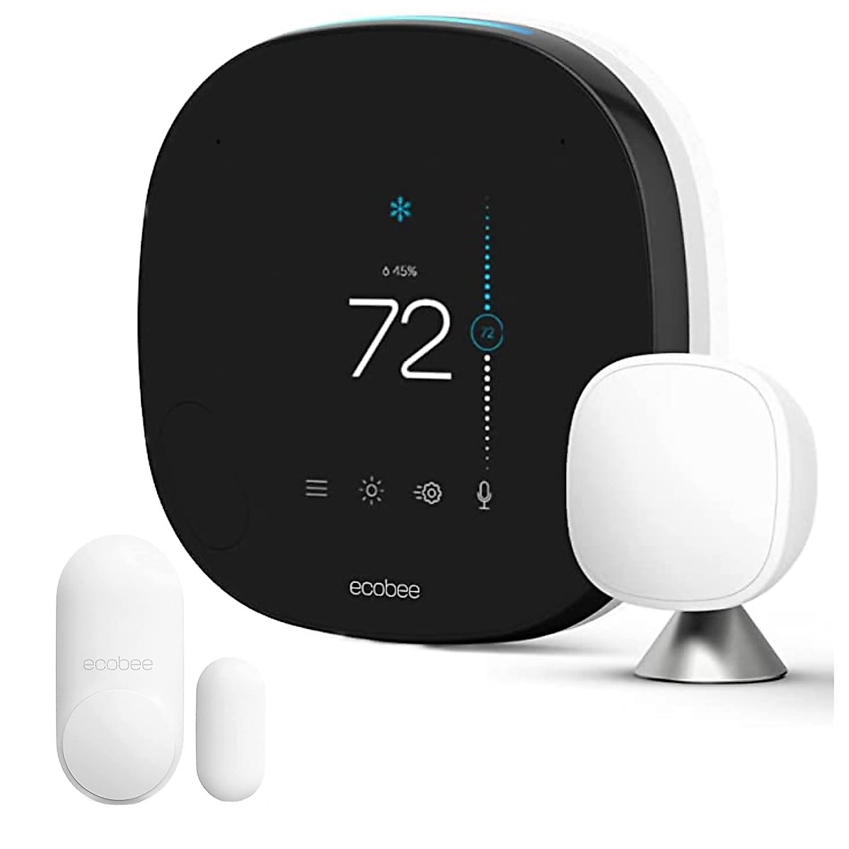 ecobee Smart Thermostat with Smart Sensor Included + 1 Smart Sensor for Doors and Windows, Black, White (EB-STATE5-01)
