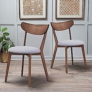 ERGOMASTER Dining Chairs Set of 4 Walnut Wood Dining Room Chairs Kitchen Chairs with Curved Back for Kitchen, Dining Room, Restaurant