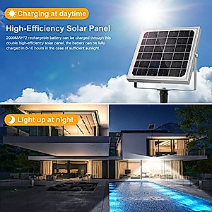 MEIHUA Solar Security Lights Outdoor, 2700K/4000K/6000K, 3 Adjustable Heads Solar Flood Lights, IP66 Waterproof Dusk to Dawn Solar Floodlight for Garden, Yard, Patio (Black)