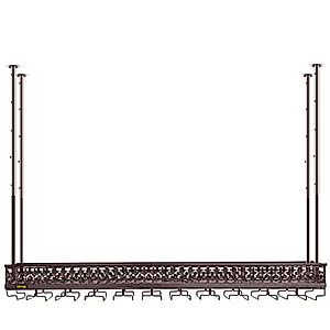 VEVOR Ceiling Wine Glass Rack, 46.9 x 13 inch Hanging Wine Glass Rack, 18.9-35.8 inch Height Adjustable Hanging Wine Rack Cabinet, Coppery Wall-Mounted Wine Glass Rack Perfect for Bar Cafe Kitchen