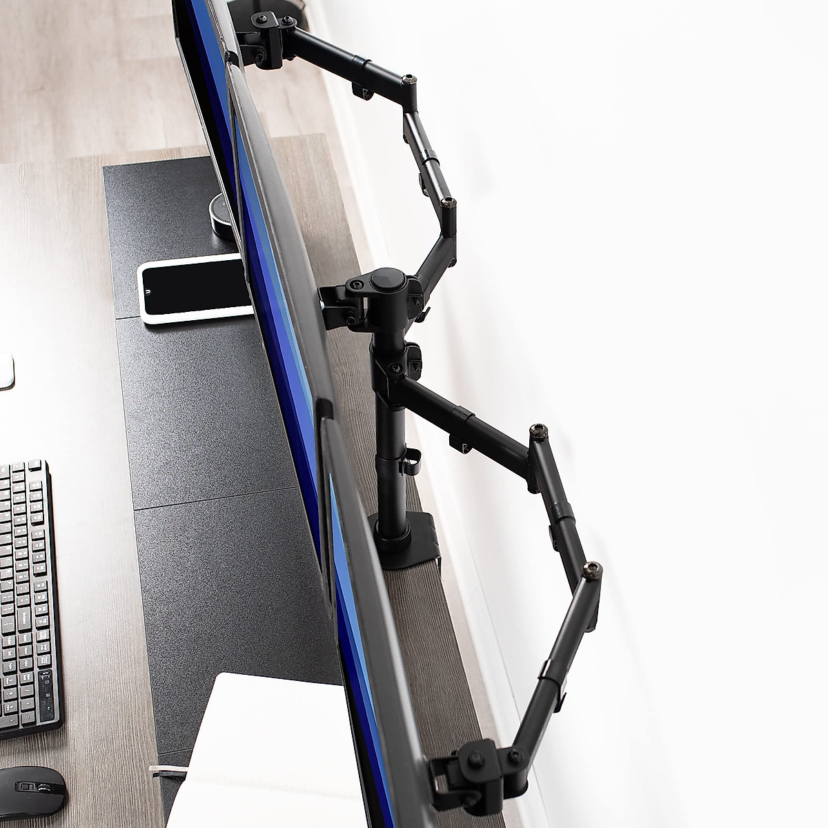 VIVO Triple Monitor Adjustable Heavy Duty Mount, Articulating Stand for 3 LCD Screens up to 24 inches STAND-V003M
