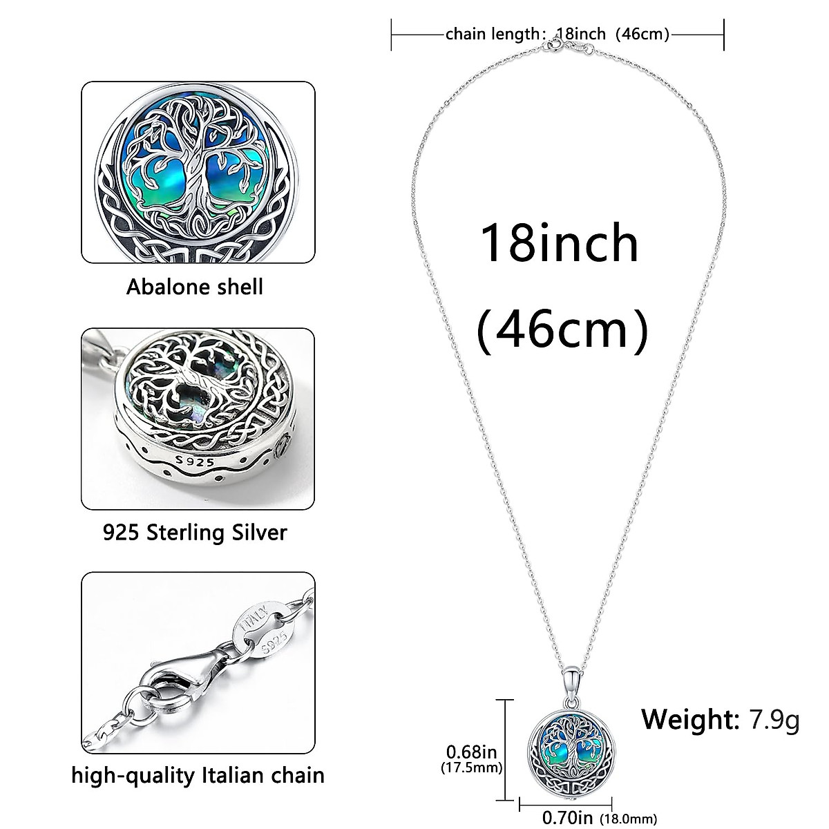 Aniu Cremation Jewelry for Ashes S925 Sterling Silver Urn Necklace Memorial Necklace for Human Ashes of Loved Ones Keepsake Pendant for Men Women