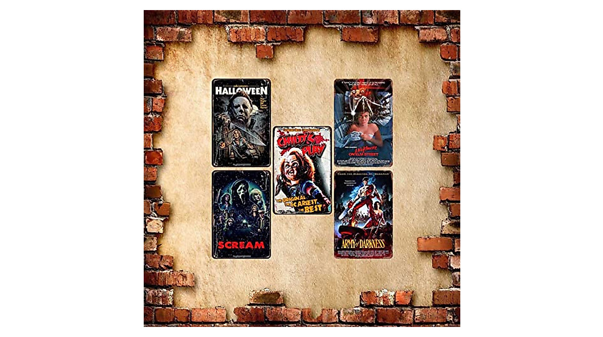 5PC Vintage Horror Tin Signs - Metal Wall Decor for Any Space
