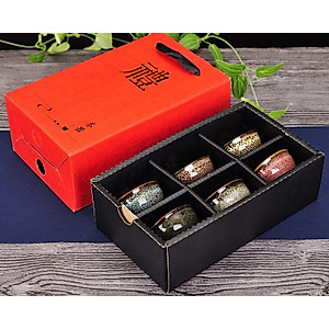 VanEnjoy 6 Sets Colorful Tea Cups - Kiln Transformation Chinese Handmake Jianzhan