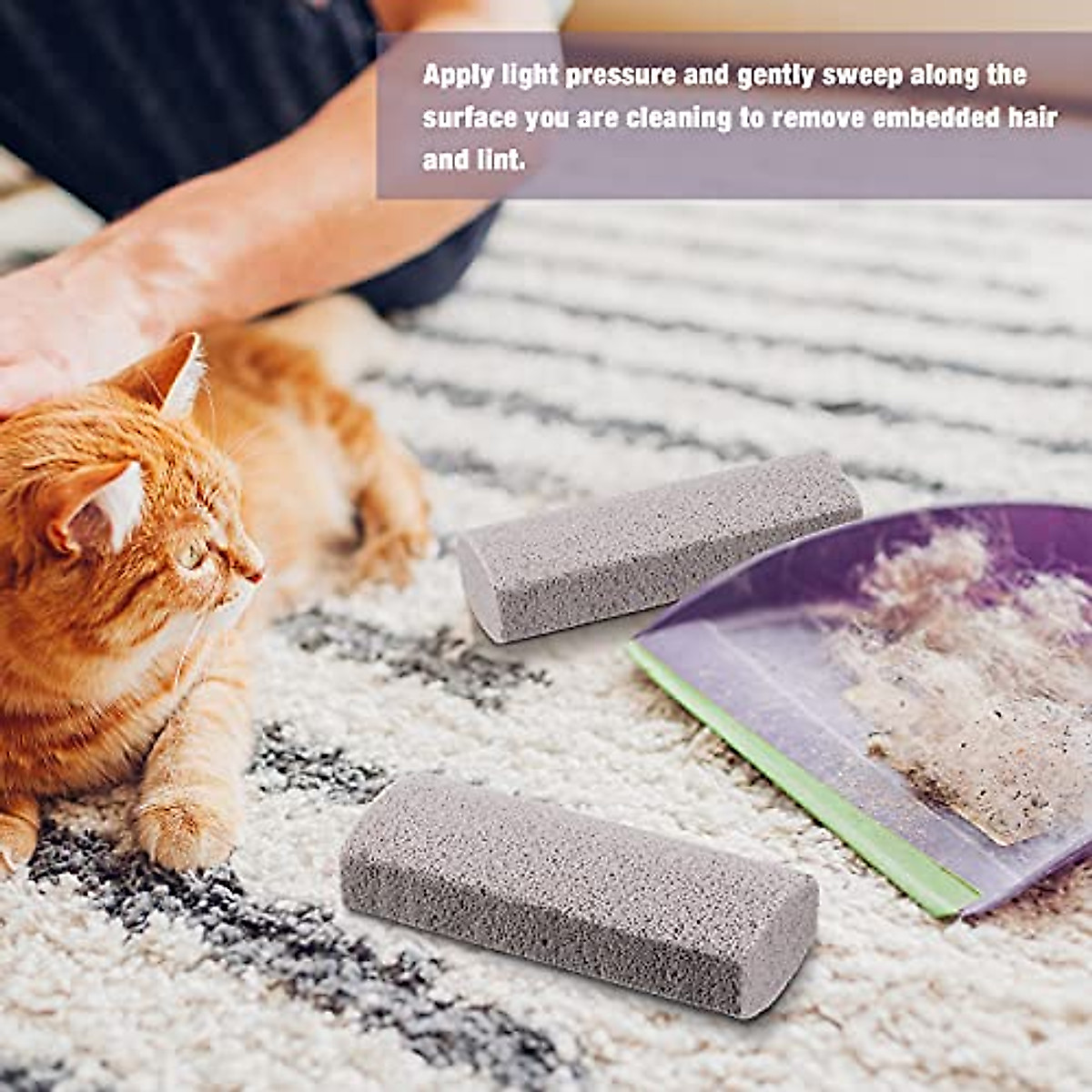 2 Pieces Pet Hair Remover for Cat Hair Removal Pumice Stone Tool Carpet Dog Fur Removal Tool for Car Couch Furniture Bedding Easy to Clean (5.3 Inches)