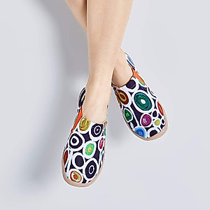 UIN Women's Lightweight Slip Ons Sneakers Walking Flats Casual Flower Art Painted Travel Shoes Oopsie Daisy (40)