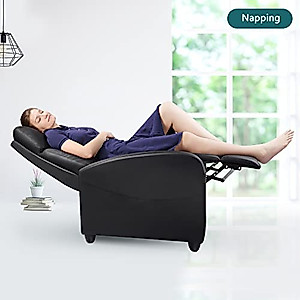 Sweetcrispy Living Room Adjustable Theater Padded Seat Cusion & Backrest Winback Single Sofa Modern Recliner Bedroom Chair for Adults, Black