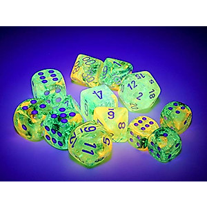 Chessex Nebula Dice Block 16mm d6 Spring with White Luminary (12 dice)