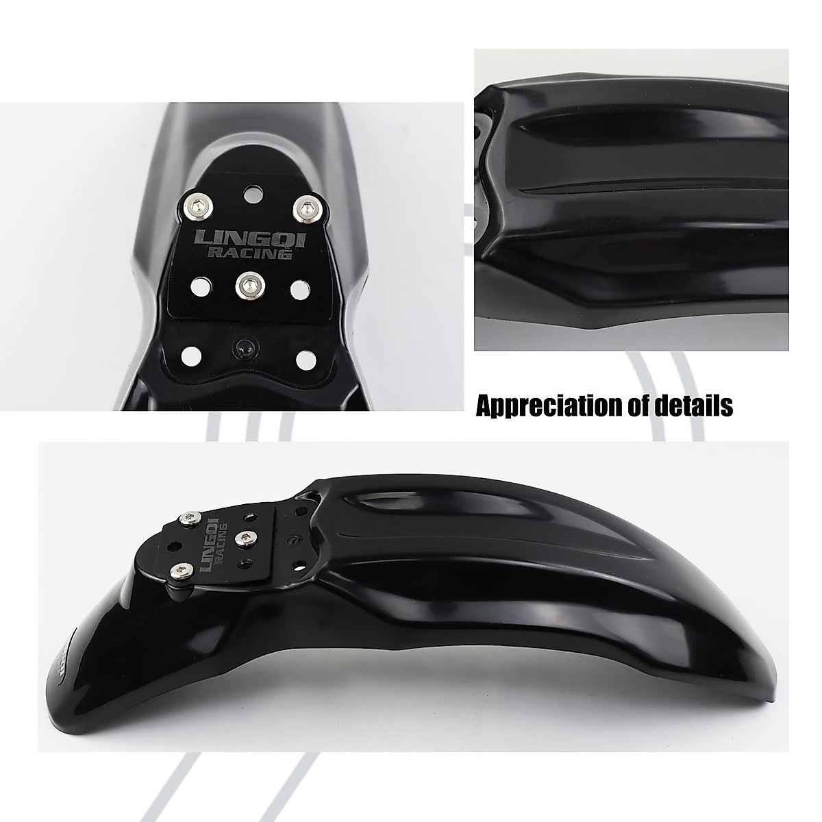 LINGQI RACING Modified Upgrade Front Fender for SURRON Light Bee With Strong Iron Bracket, Front Mudguard Fit to SUR RON E-bike (YELLOW)