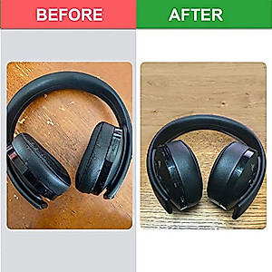 SOULWIT Protein Leather Ear Pads Cushions for Sony New Gold Wireless Playstation PS4 Headset, Replacement Earpads for 2018 Version, Headphone Model CUHYA-0080