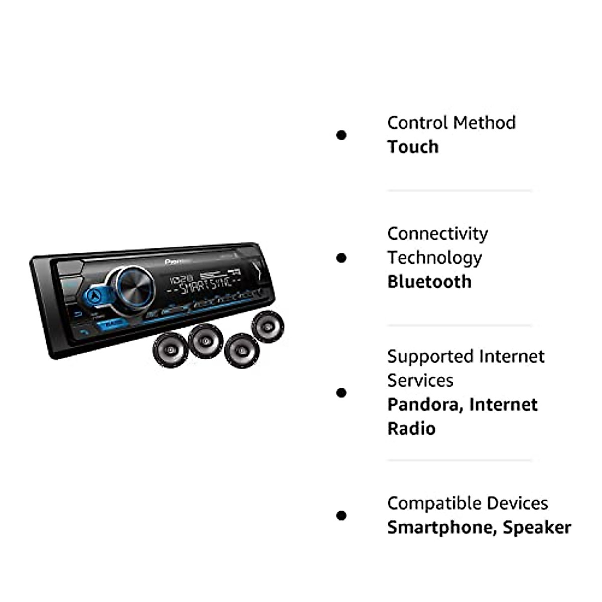 Pioneer MXT- S3166BT Digital Media Receiver + (4) 6.5" 2 Way Speaker Bundle with Pandora Premium Trial