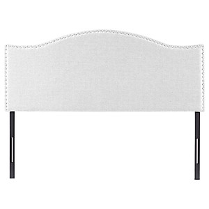Catalina Queen Headboard Only, Height Adjustable Bed Headboard Queen Size, Nailhead Tufted Headboard Queen Size with 12 Positions, Metal Legs, Wall/Bed Mount, Linen Fabric Headboard Queen, White