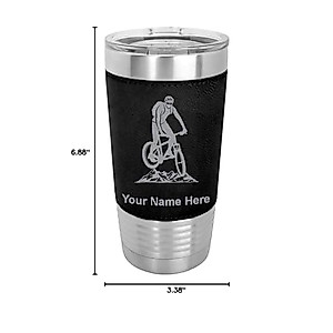LaserGram 20oz Vacuum Insulated Tumbler Mug, Mountain Bike, Personalized Engraving Included (Faux Leather, Black)