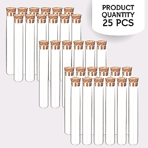 25PCS Plastic Test Tubes with Lids – 10ml Clear Plastic Tubes with Cork Stoppers 16x100mm Small Clear Plastic Tube Containers for Solids & Liquids Storage Test Tubes for Plant Propagation