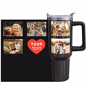 Personalized Gifts 40 Oz Tumbler with Handle and Straw, Custom Tumbler with Add Name, Photo, or Logo, Stainless Steel Double Walled Vacuum Insulated Cup, Customized Photo Gifts for Women Men