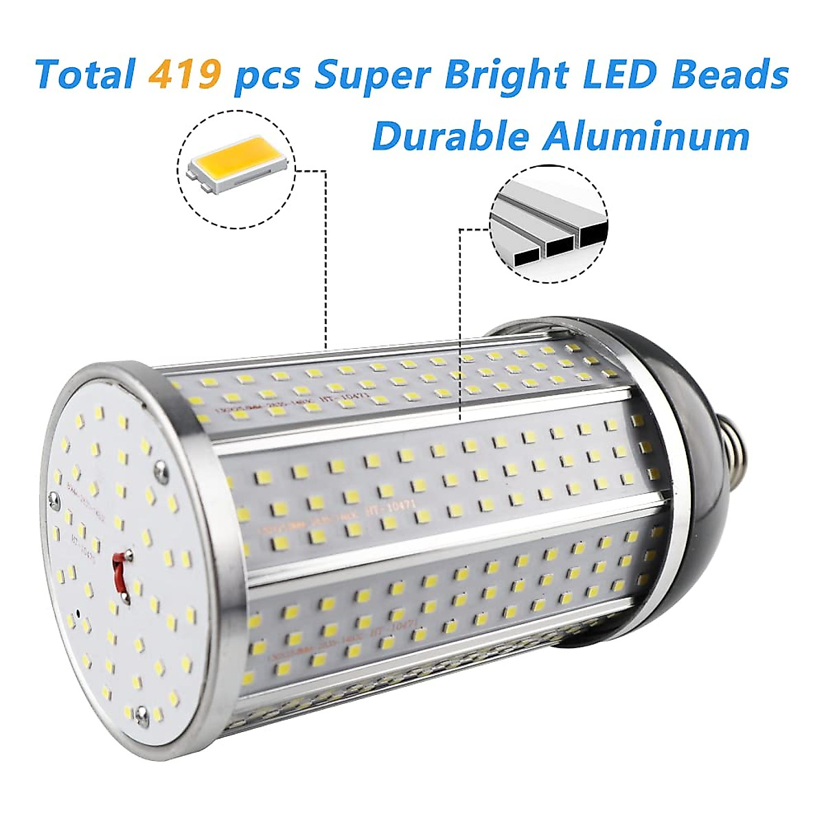 Intpro LED Light Bulb Garage Light Corn Bulb Super Bright Cob Light 60W 7000lm E26 Daylight 5000K 550W Equivalent 2Pack for Indoor Garage Light Basement Barn High Bay