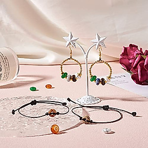 Spritewelry 15 Colors Natural Gemstone European Beads Rondelle Large Hole Loose Beads Dreadlock Hair Braid Beads Kits for Hair Braids Jewelry Bracelet Necklace Making