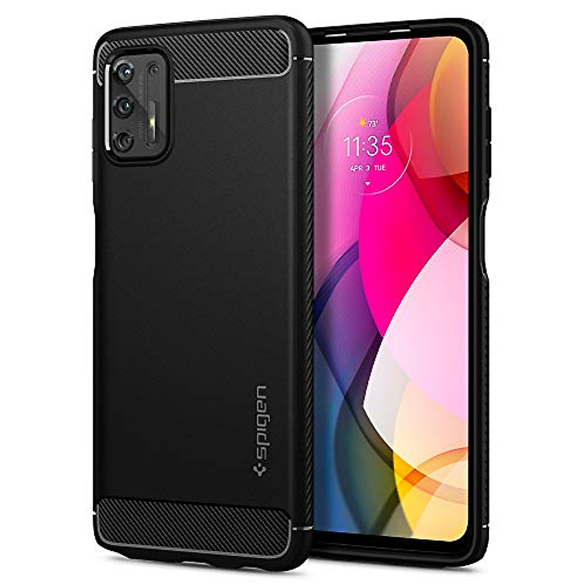 Spigen Rugged Armor Designed for Moto G Stylus (2021) Case [NOT Compatible with Moto G Stylus (2020) / Moto G Stylus (2021) 5G] - Matte Black