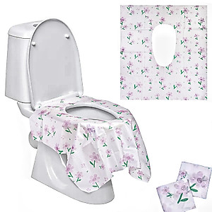 Tebery 50 Pack Extra Large Disposable Toilet Seat Covers, Cute Printed Potty Seat Covers for Toddlers, Kids, and Adults - Waterproof, Portable for Travel