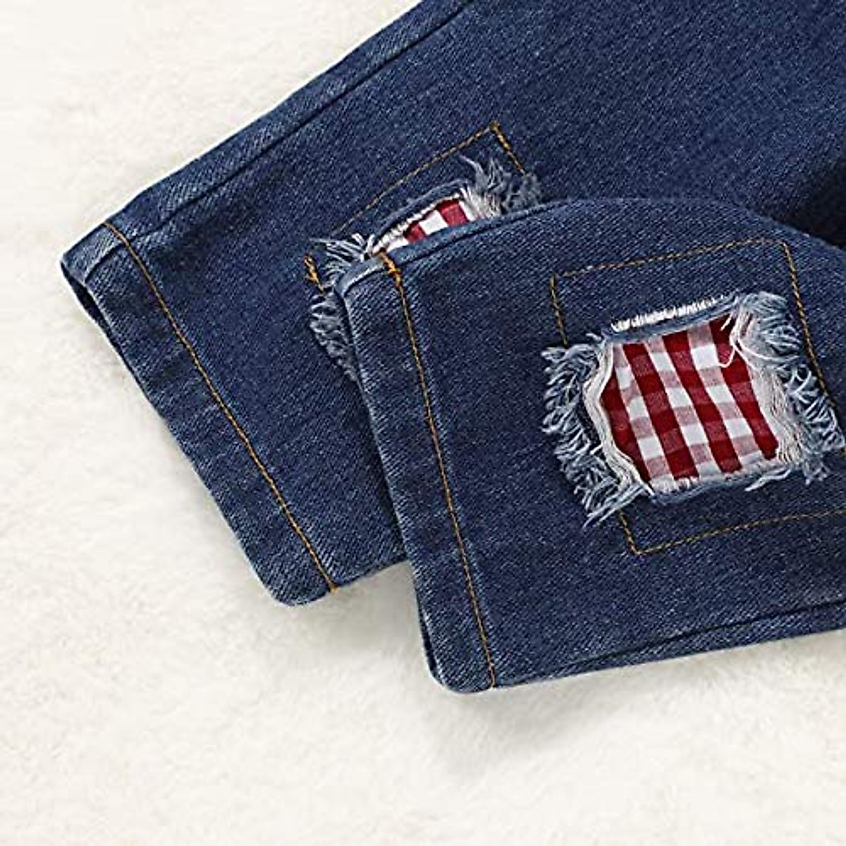 Baby Girls Summer Short Outfits Ruffle Floral Short Sleeve+Ripped Patchwork Denim Shorts Pants with Headband 3Pcs Set