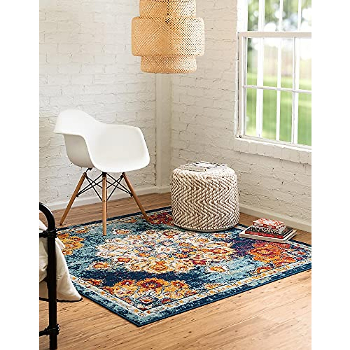 Unique Loom Parker Collection Area Rug - Kokulu (7' 10" Square, Multi/Blue)