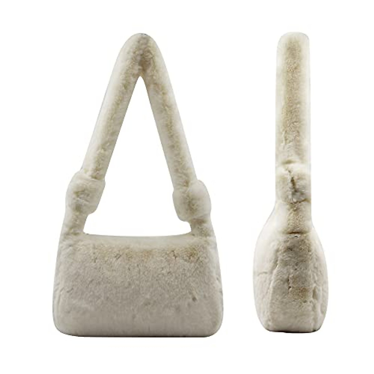 Women Girls Fashion Leopard Cow Print Fluffy Tote Handbag Soft Plush Faux Fur Underarm Shoulder Wallet Purse