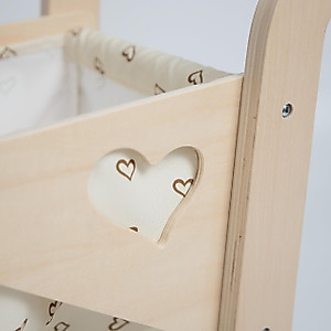 Hopscotch Squad Baby Wooden Shopping Cart Push Pull Walker Doll Stroller for Toddler, Pretend Peducational Learning Walker, Play Wagon with Rubber Wheel, Larger Size 16.5” x 111.4” x 18”