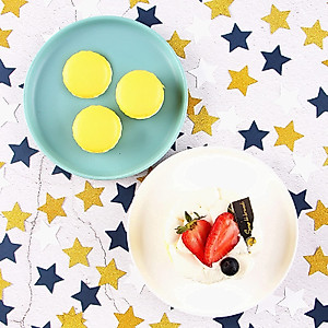 300pcs Navy Blue White Gold Confetti,Glitter Paper decor Twinkle Little Star Table Confetti,Birthday Graduation 2025 Fathers Day Wedding Baby Shower Party Decorations Circle Dots Lasting Surprise