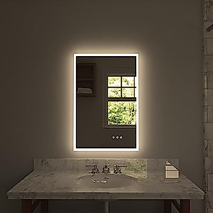 Luxaar Lucent 24 in. x 36 in. Wall Mounted LED Vanity Mirror with Color Changer, Dimmer and Defogger