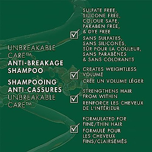 Nexxus Unbreakable Care Anti-Breakage Shampoo With Keratin, Collagen, Biotin For Fine And Thin Hair Sulfate Free Shampoo 13.5 oz