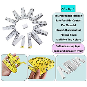 Oboteny 2Pcs Tape Measure Measuring Tape for Body, 120-Inch Double Scale Sewing Flexible Ruler for Weight Loss Body Measurement Tailor Craft Vinyl Body Measurement Tape(White, Yellow)